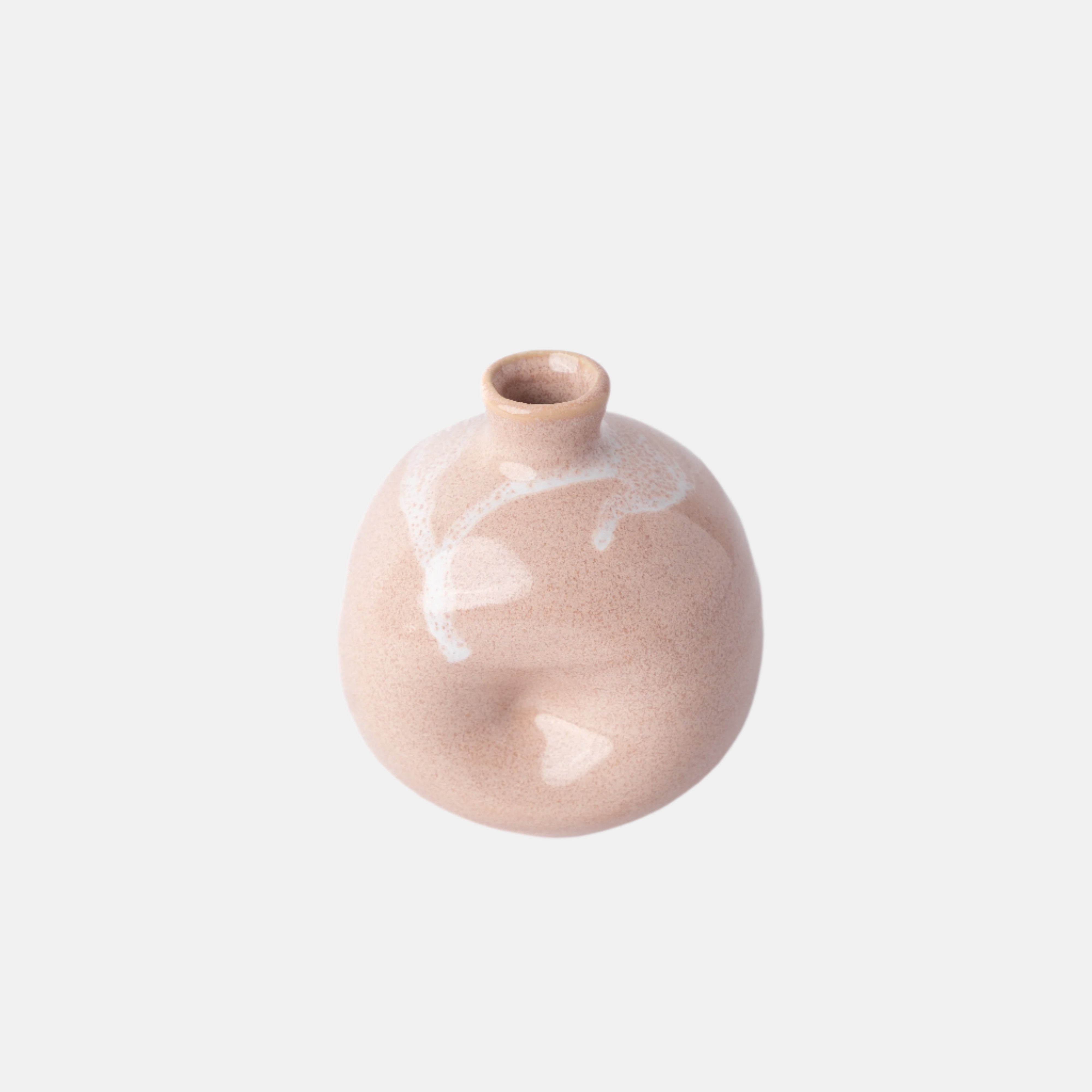 Vase Small Clay Pink Squashed |Made in Japan |BEON