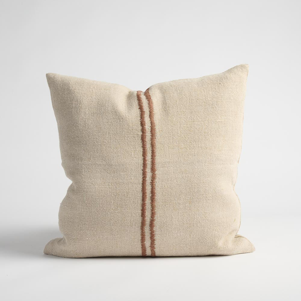 Home Orion Linen Cushion - Natural/Chocolate
