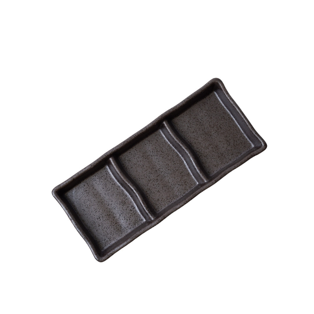Sauce Dish Triple Wavy 19.5cm Coffee Brown Glaze