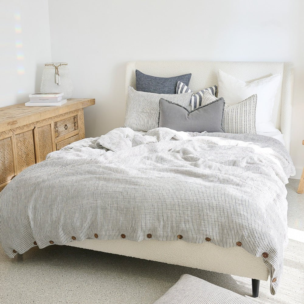 Home Marina Duvet - Off White w' Ink Stripe